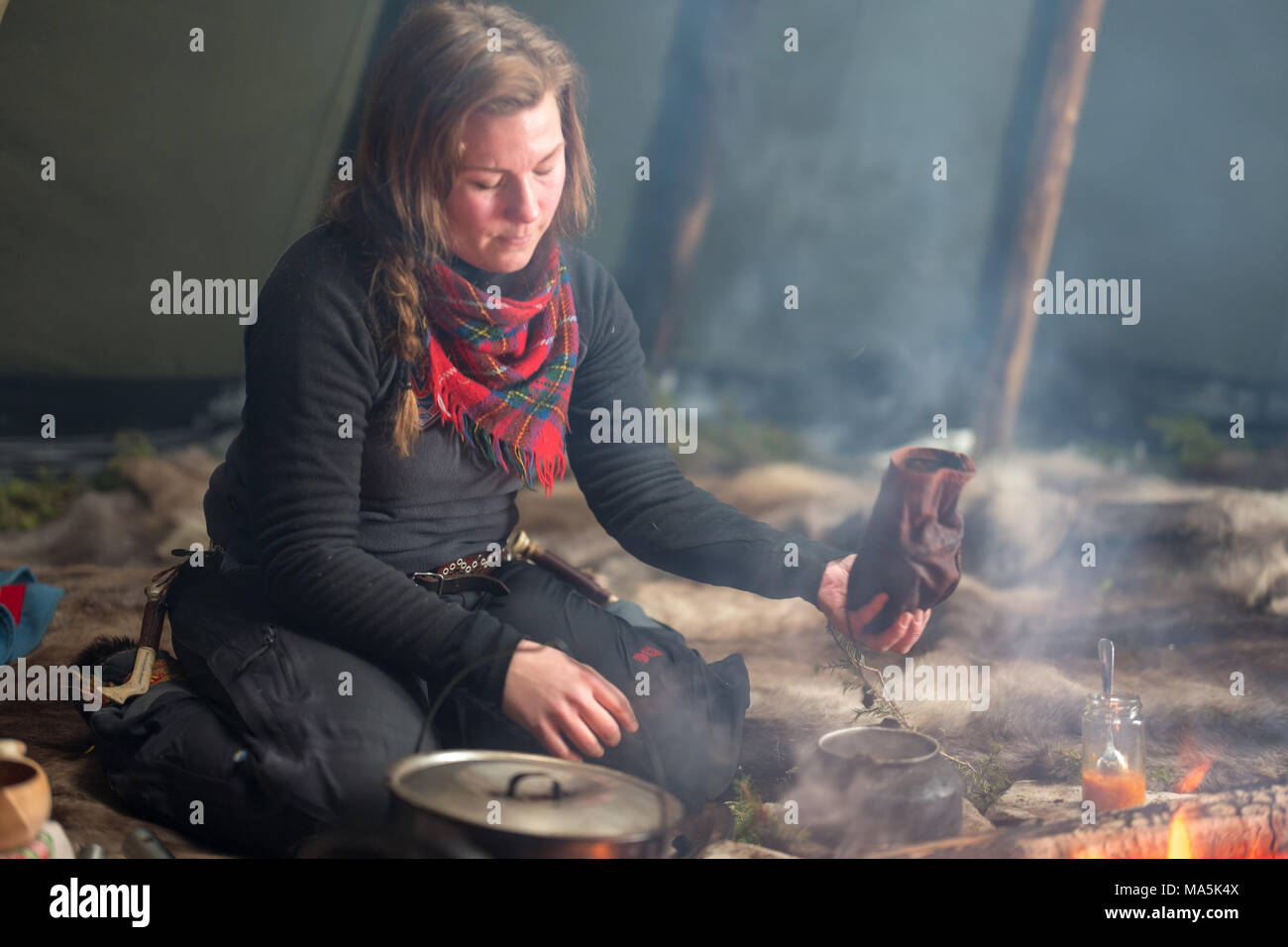 Traditional Sami Meal Preapered in a Lavvu Stock Photo - Alamy