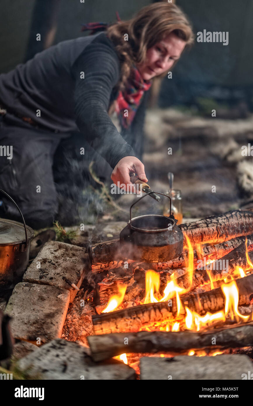 Traditional Sami Meal Preapered in a Lavvu Stock Photo - Alamy