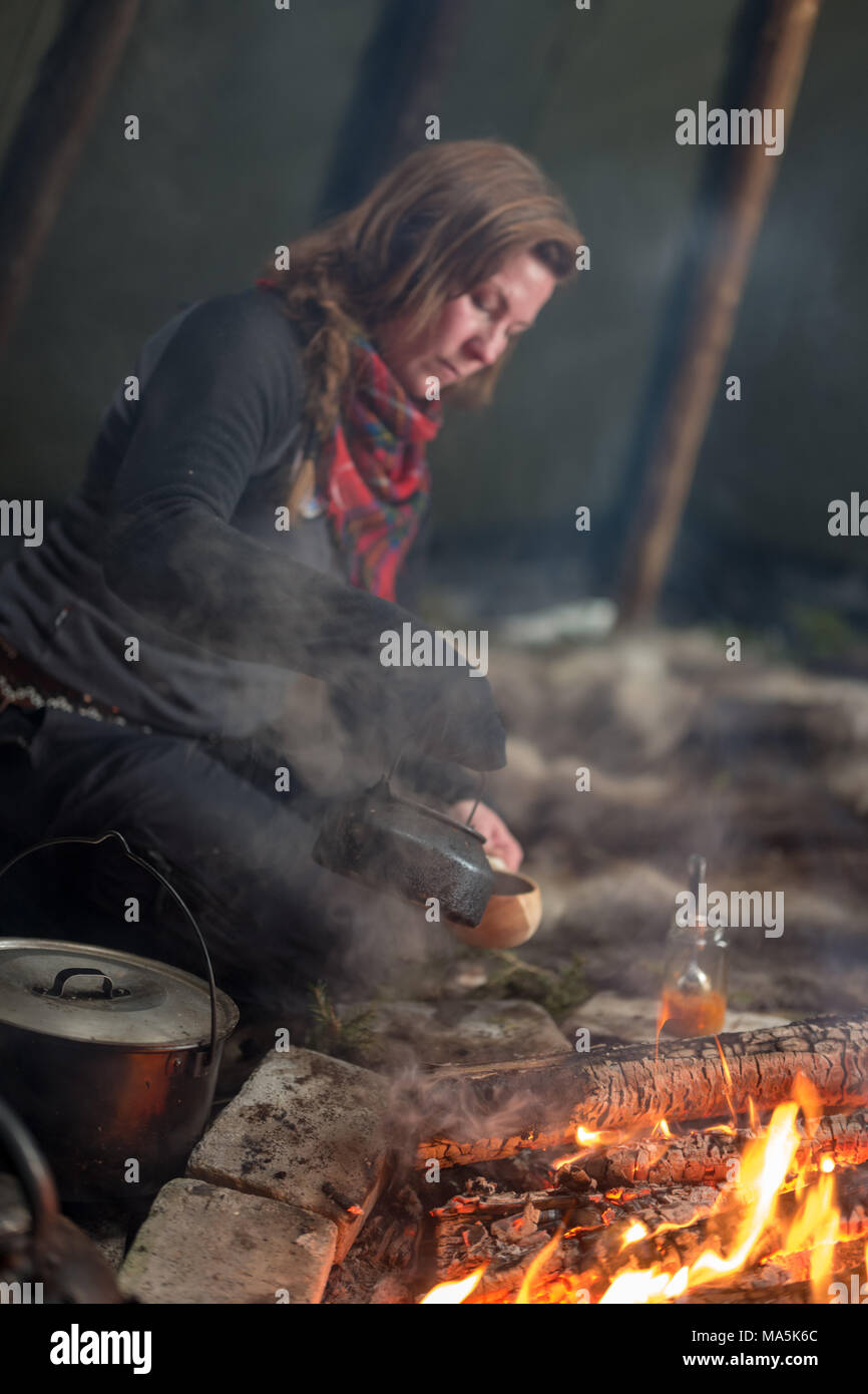Traditional Sami Meal Preapered in a Lavvu Stock Photo - Alamy