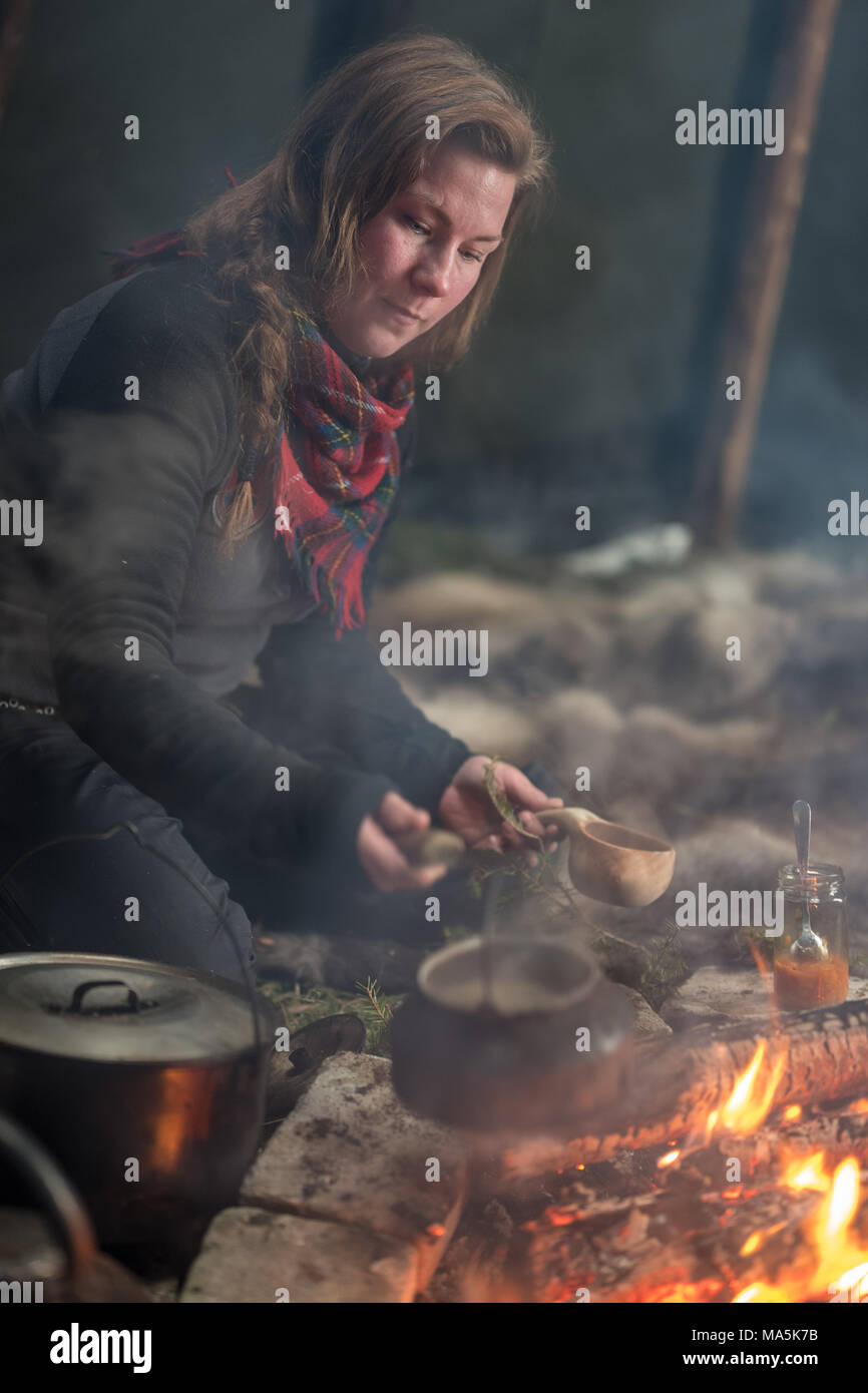 Traditional Sami Meal Preapered in a Lavvu Stock Photo - Alamy