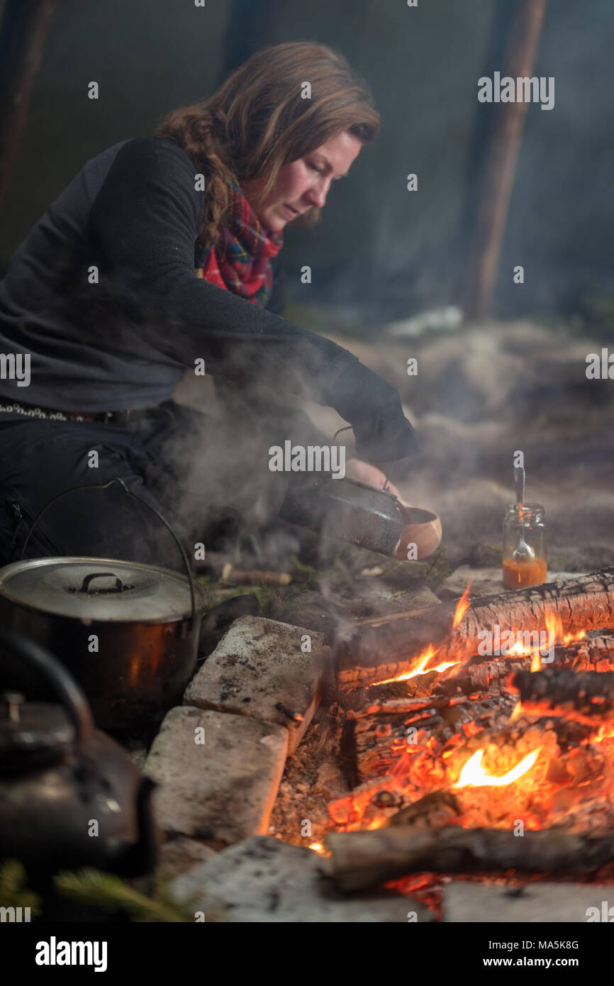 Traditional Sami Meal Preapered in a Lavvu Stock Photo - Alamy
