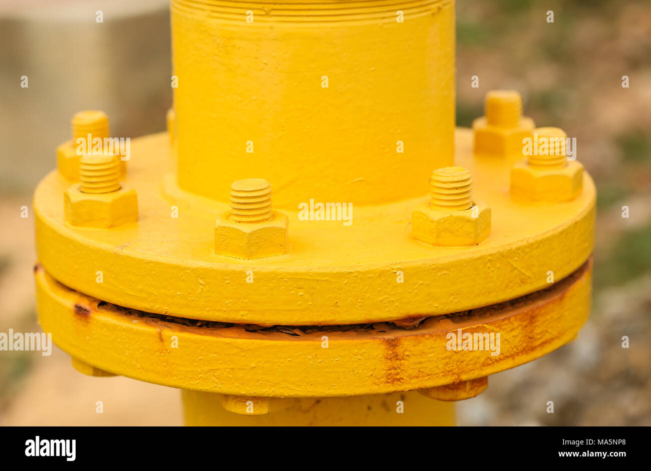 Close up yellow piping connection of yellow iron fuel tube Stock Photo ...
