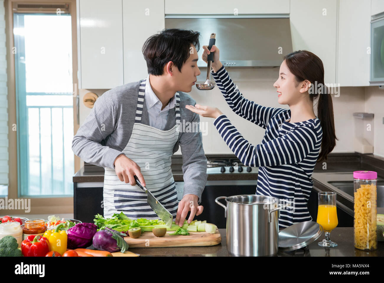 Conceptable photo of new married couple daily life. 180 Stock Photo - Alamy