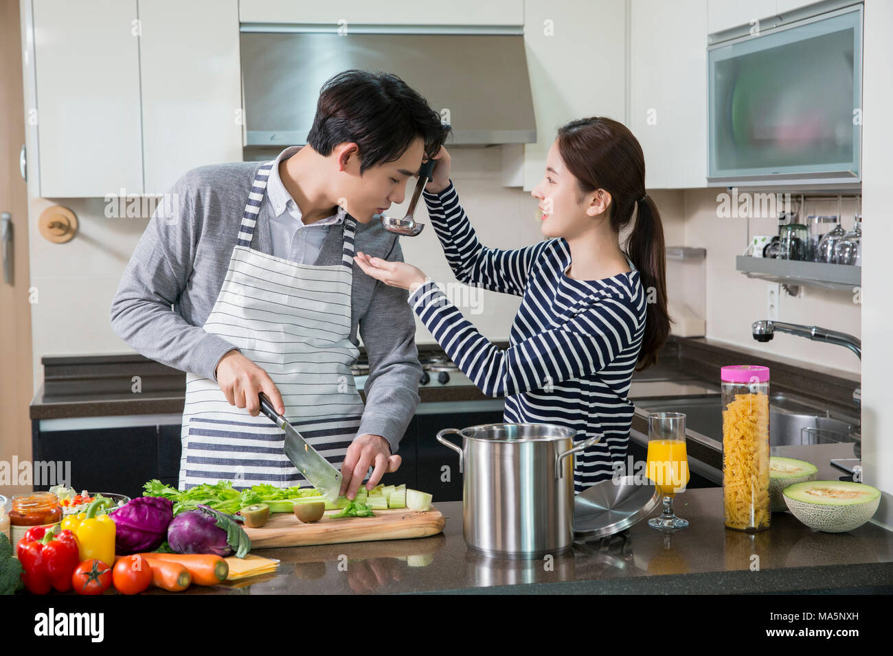 Conceptable photo of new married couple daily life. 175 Stock Photo - Alamy