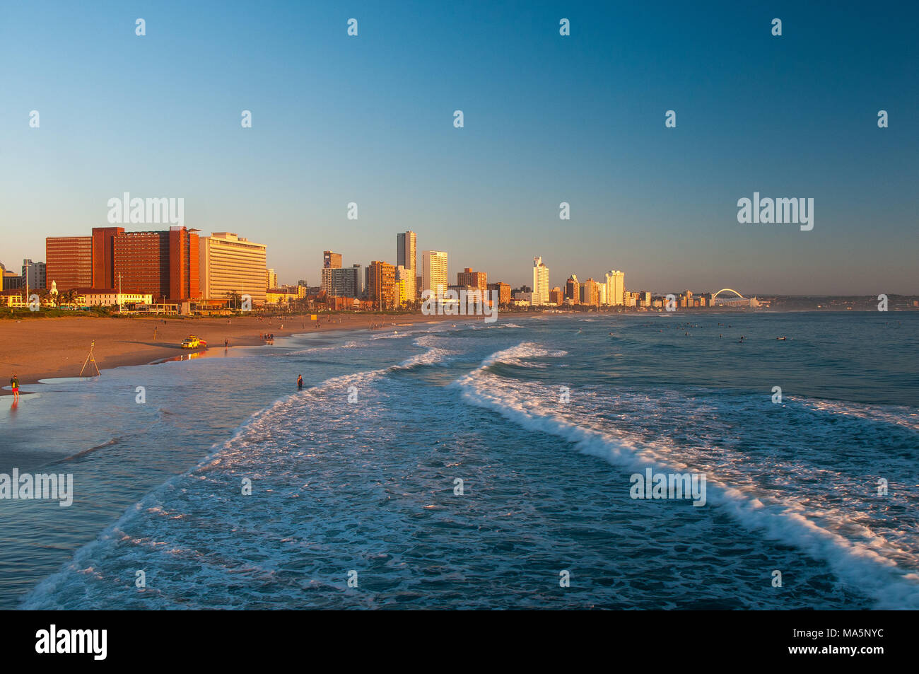 Durban beacfront skyline at sunrise Stock Photo - Alamy