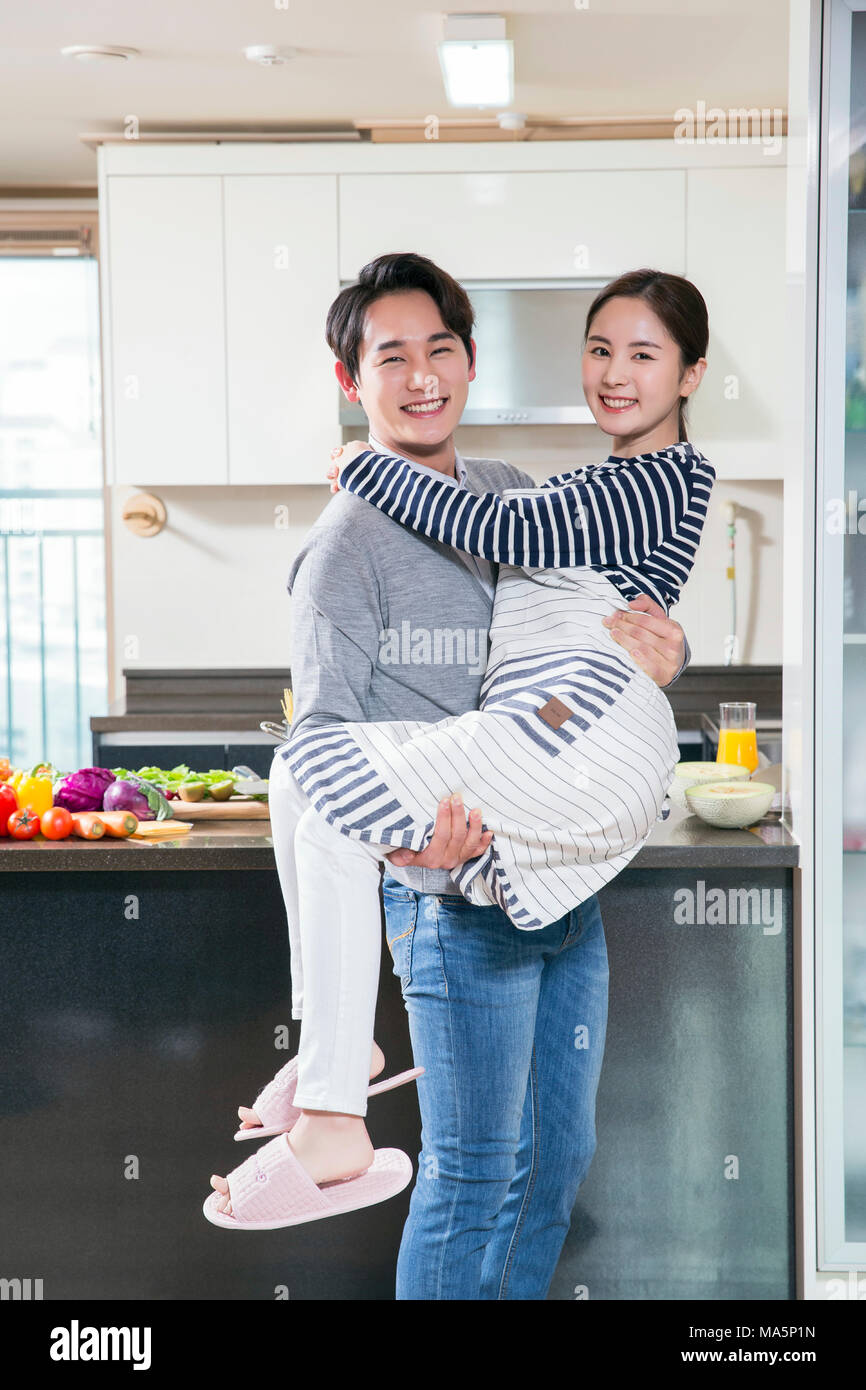 Conceptable photo of new married couple daily life. 154 Stock Photo - Alamy