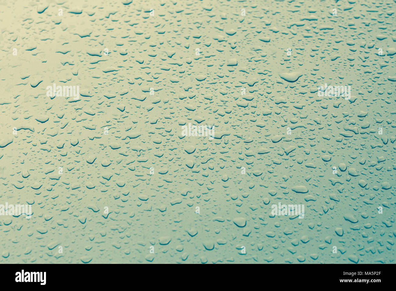 Drop water rain on the green car in close up background and textures ...