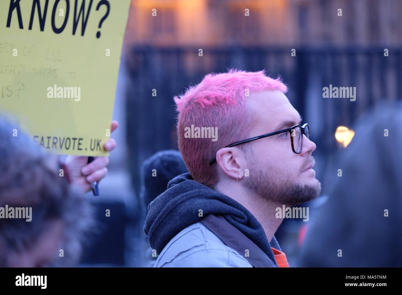 Rally for a Fair Vote in Parliament Square, London. Christopher Wylie ...