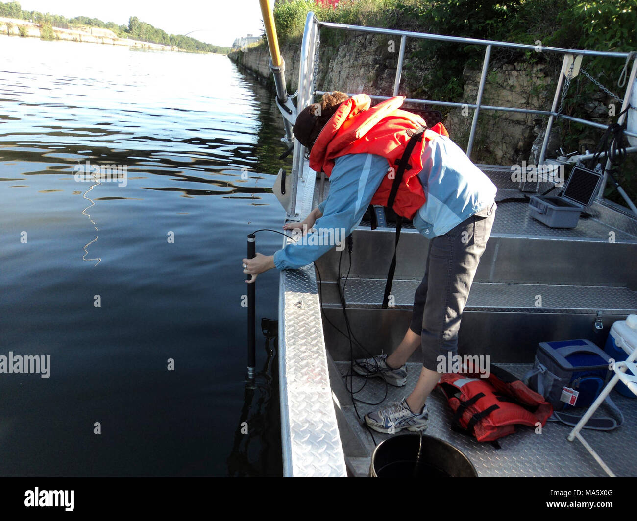 Water Velocity Testing. Water velocity is measured with a Swoffer ...