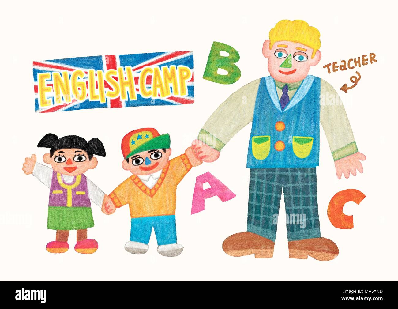 Vector illustration - daily life of children during the winter vacation ...