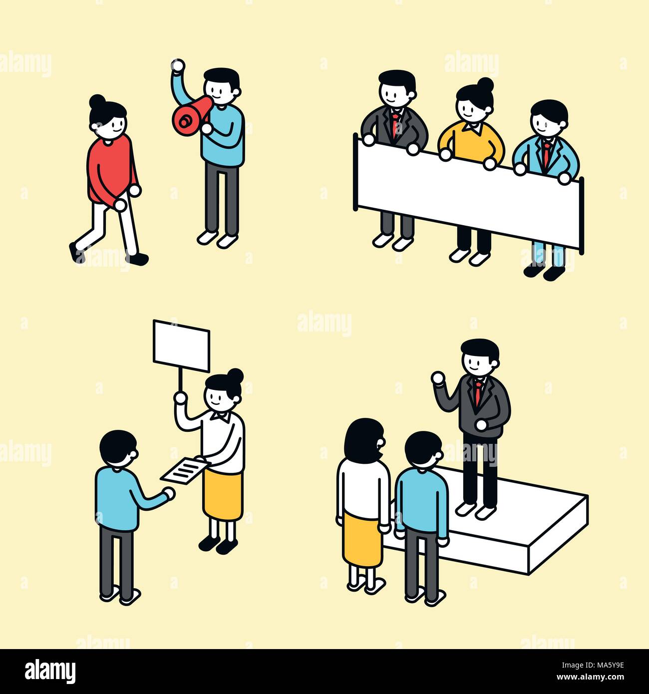 Vector - Teamwork related Flat concept design Set Stick Figure ...