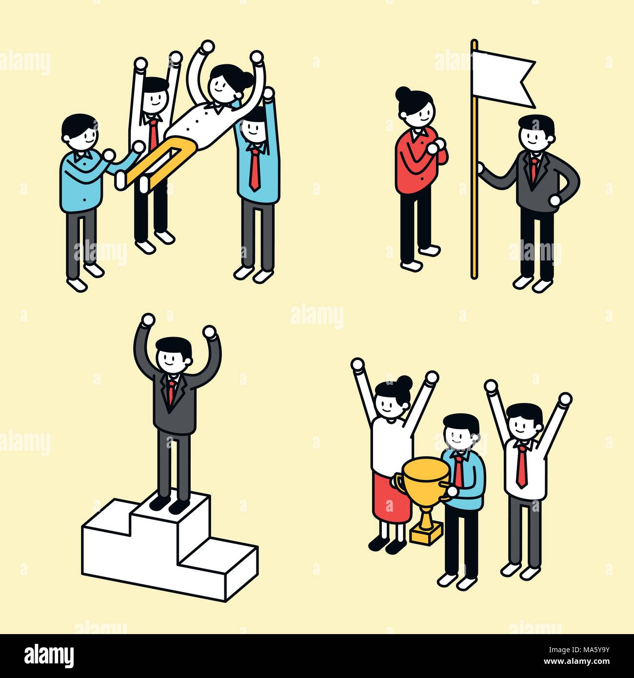 Vector - Teamwork related Flat concept design Set Stick Figure ...