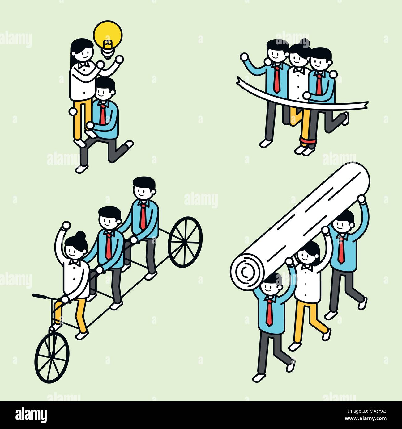 Vector - Teamwork related Flat concept design Set Stick Figure ...