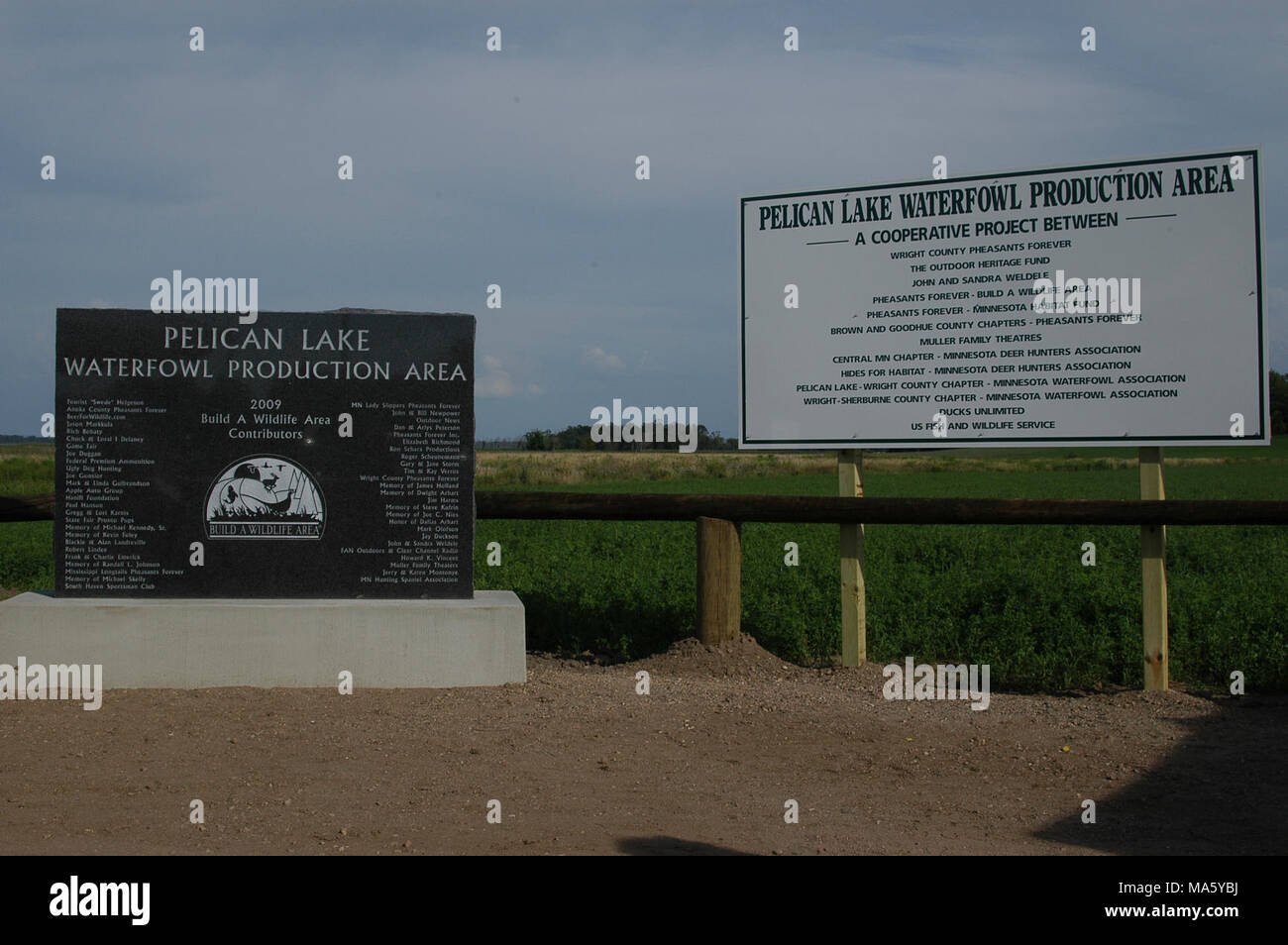 Pelican Lake WPA sign & cooperators Stock Photo - Alamy