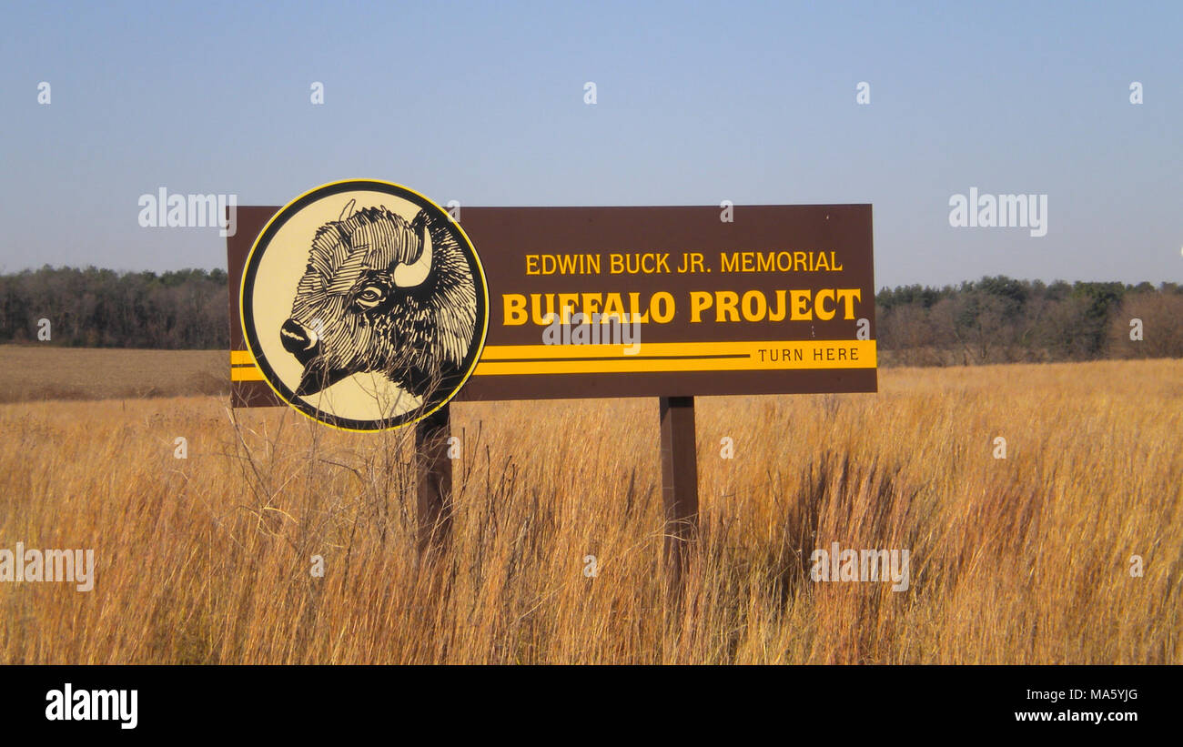 Sign to the Edwin Buck Jr Memorial Buffalo Project at Stock Photo - Alamy