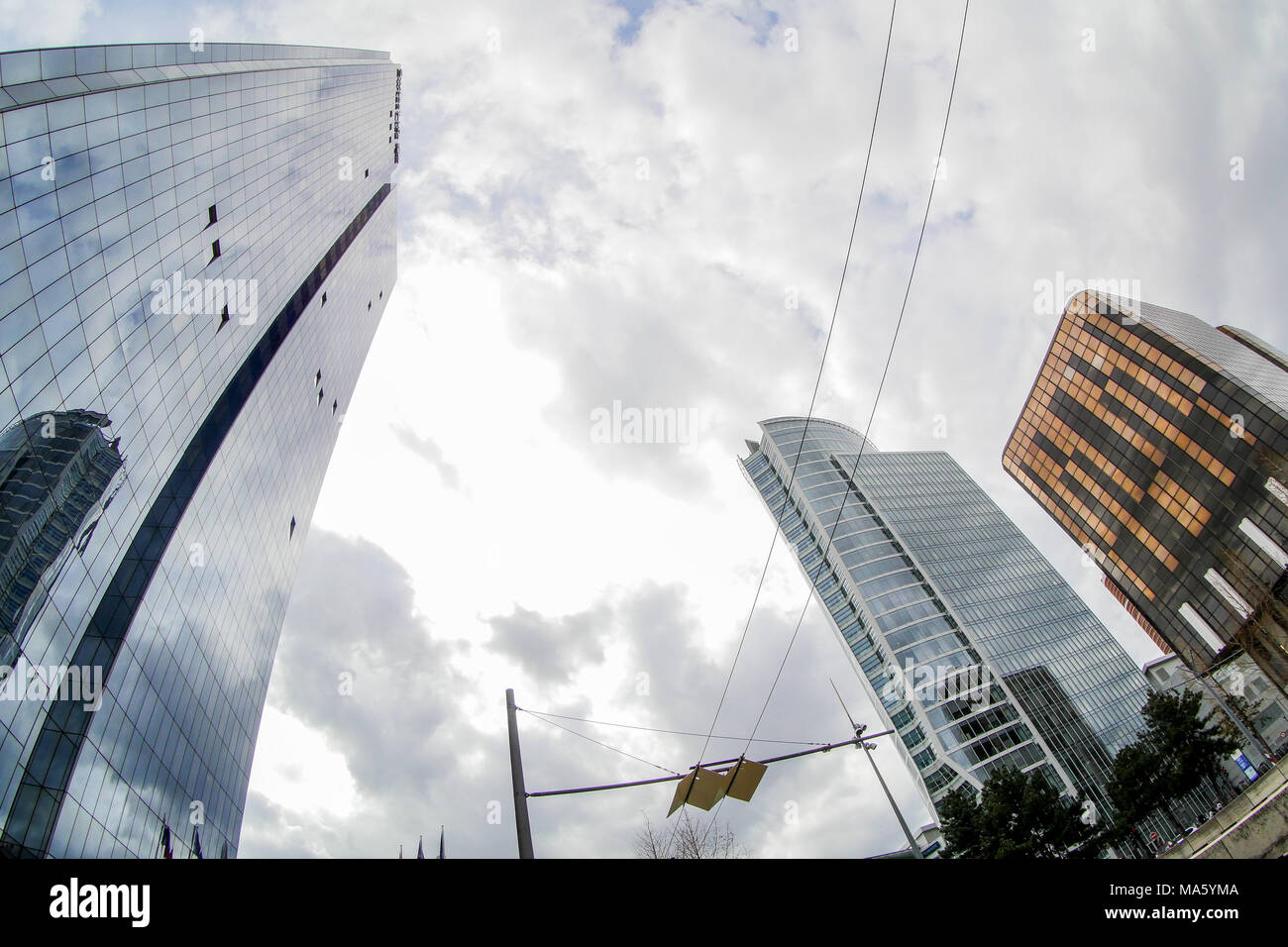 Part-Dieu area, seen through an extrem-wide angle lens, Lyon, France ...