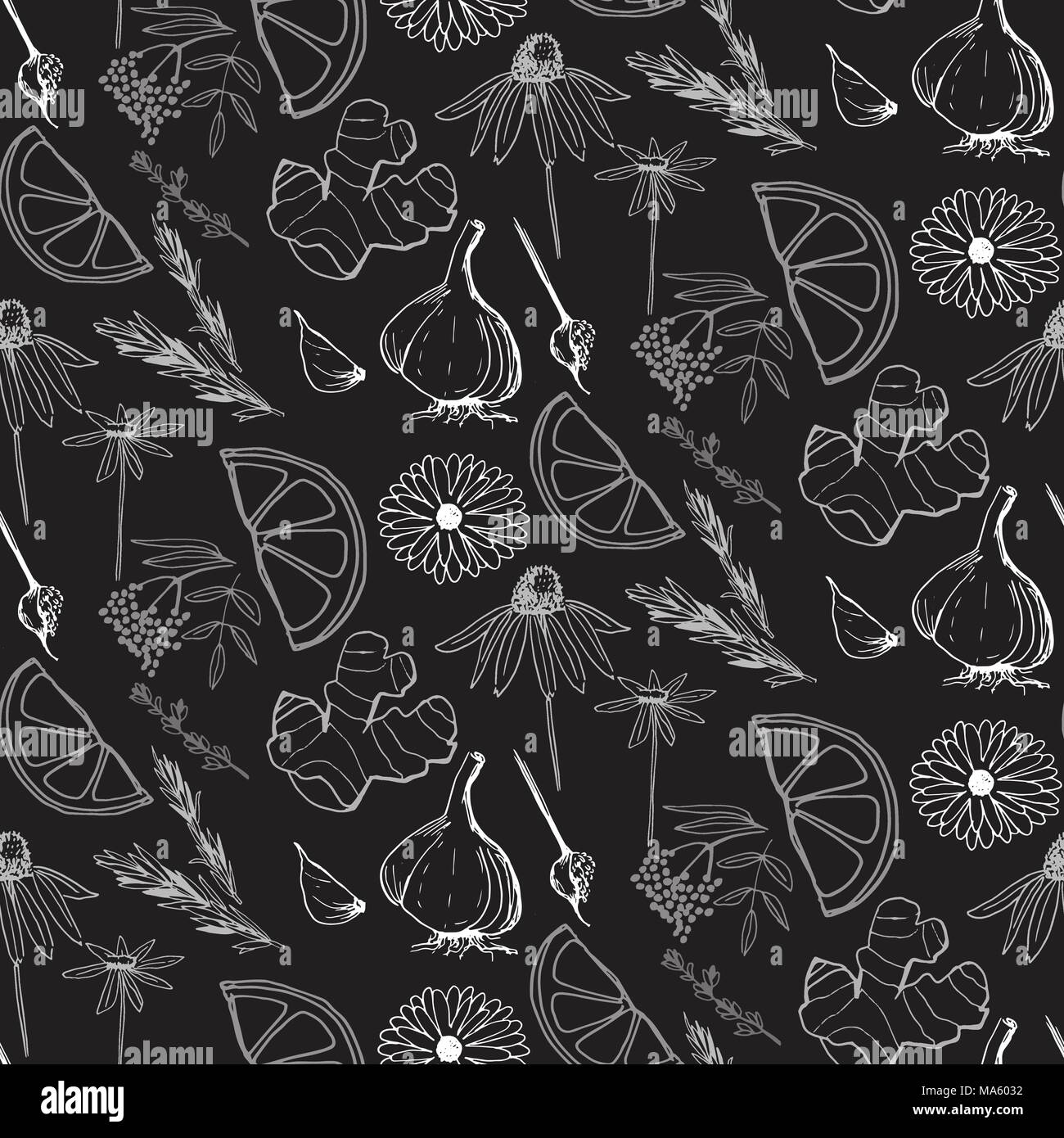Herbs and medicinal plants seamless pattern Stock Vector Image & Art ...