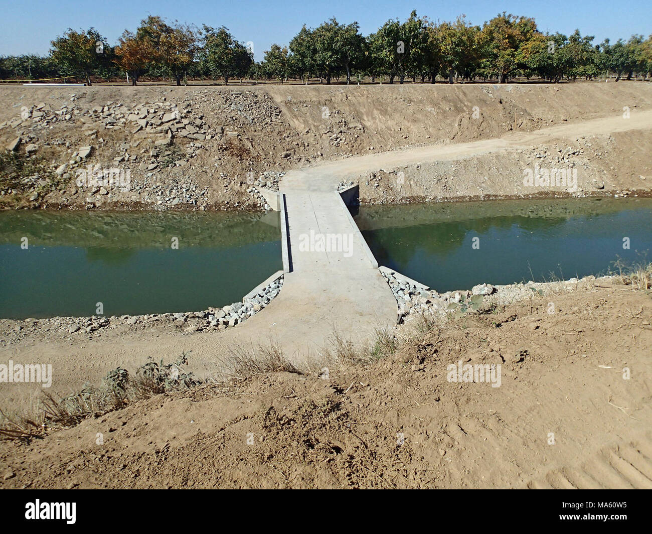 Aerial view of Calaveras River Fish Passage Project. located on Mormon ...