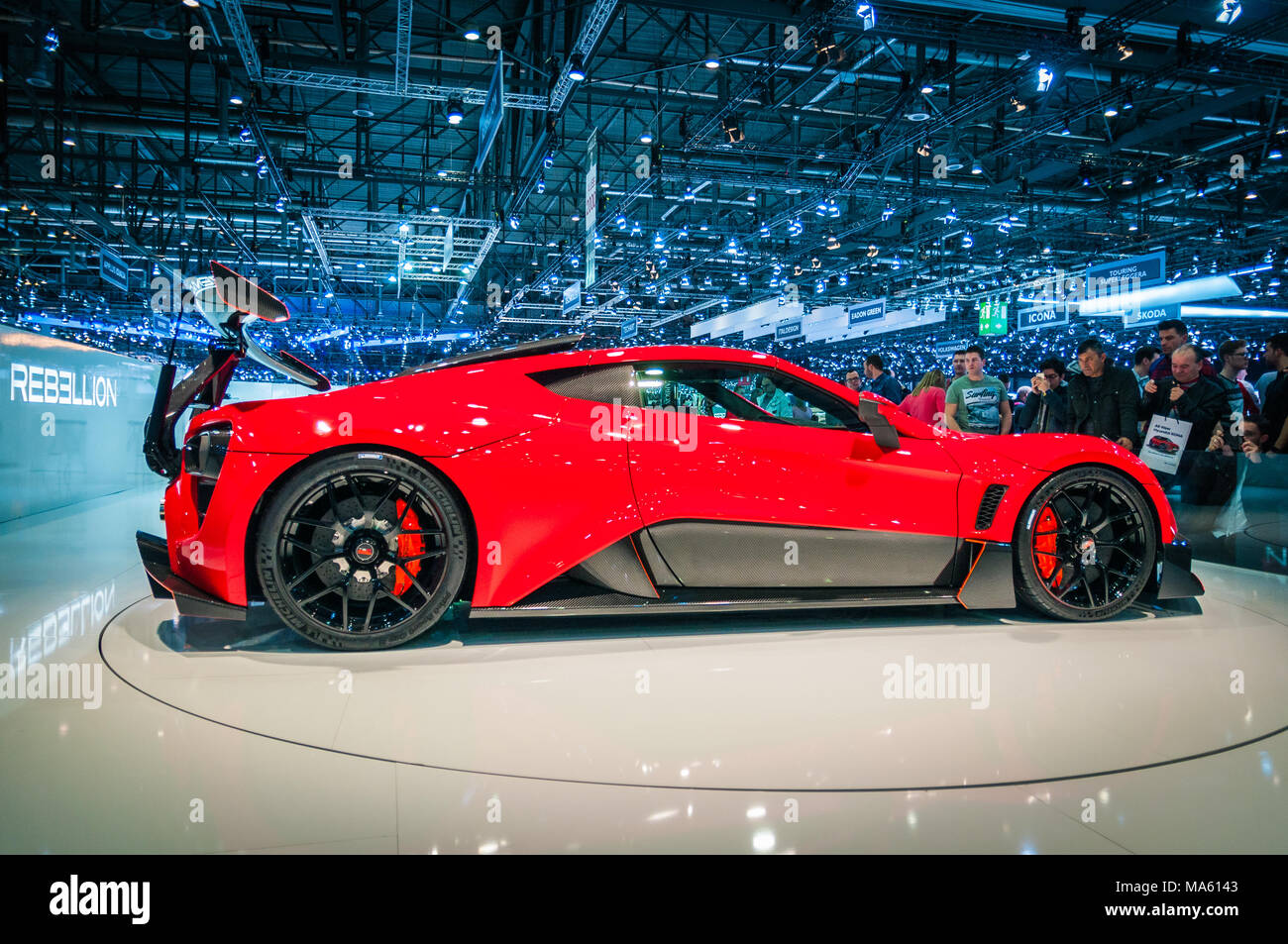 GENEVA, SWITZERLAND - MARCH 17, 2018: Zenvo TSR-S Superfast sports car presented at the 88th ...