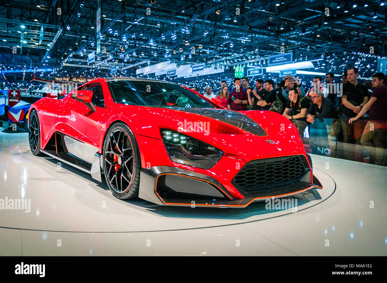GENEVA, SWITZERLAND - MARCH 17, 2018: Zenvo TSR-S Superfast sports car presented at the 88th ...