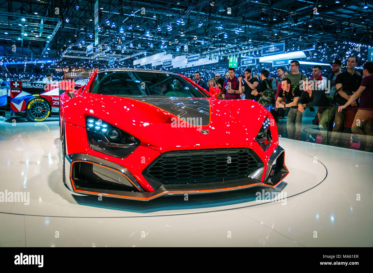 GENEVA, SWITZERLAND - MARCH 17, 2018: Zenvo TSR-S Superfast sports car presented at the 88th ...