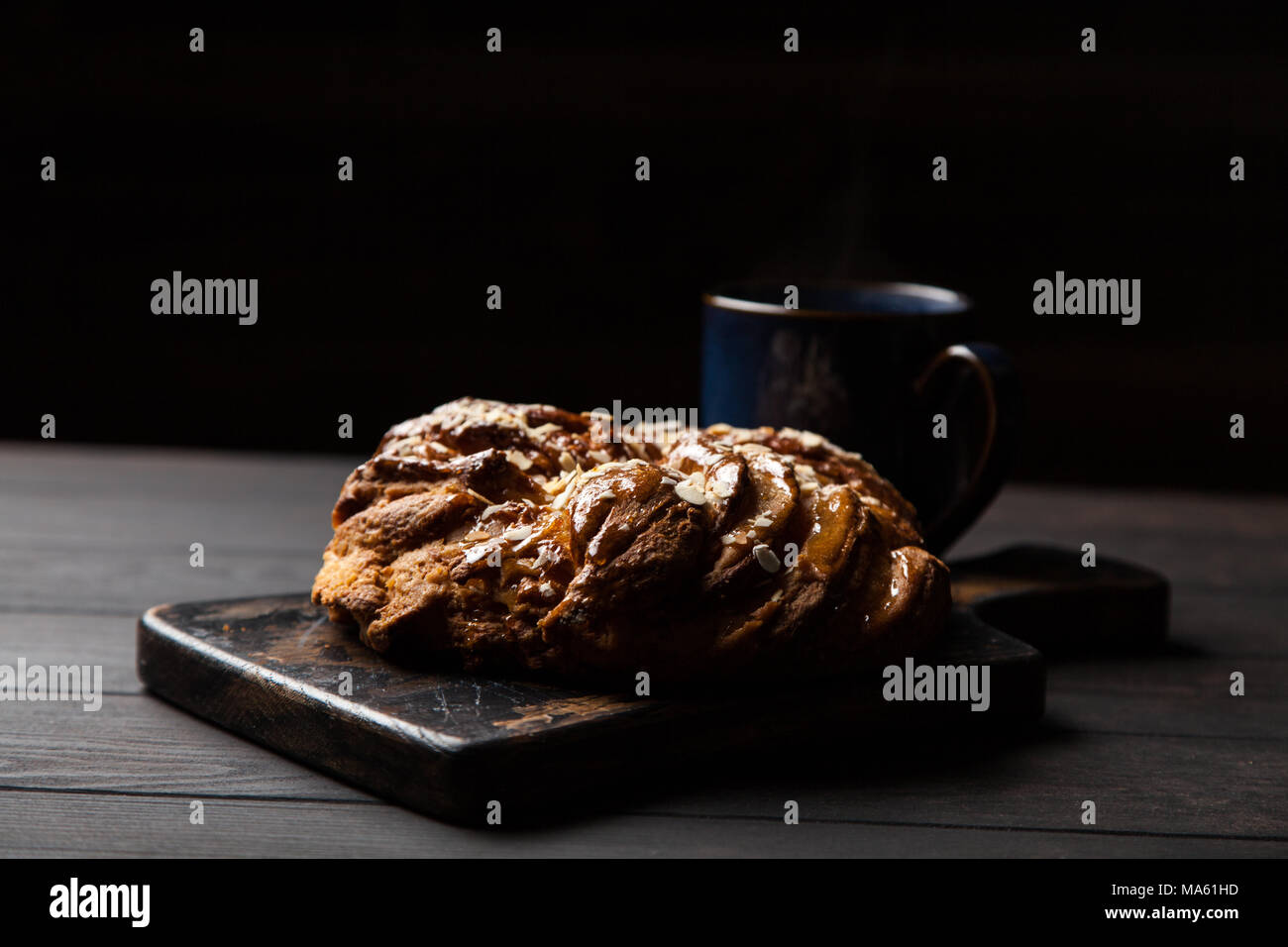 Sweet maple syrup bread with almonds Stock Photo - Alamy