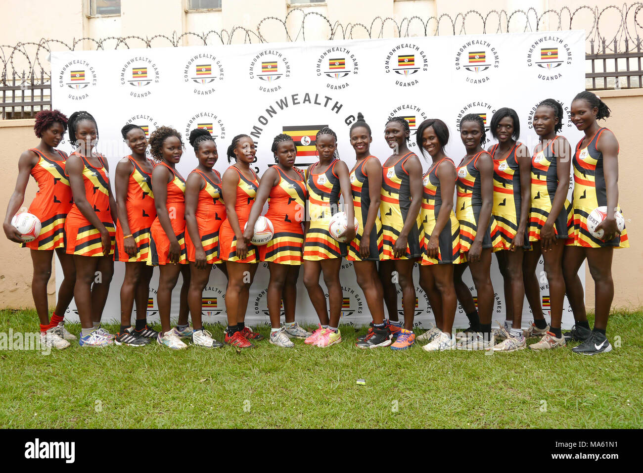 The Ugandan national netball team, the She Cranes pose with their ...