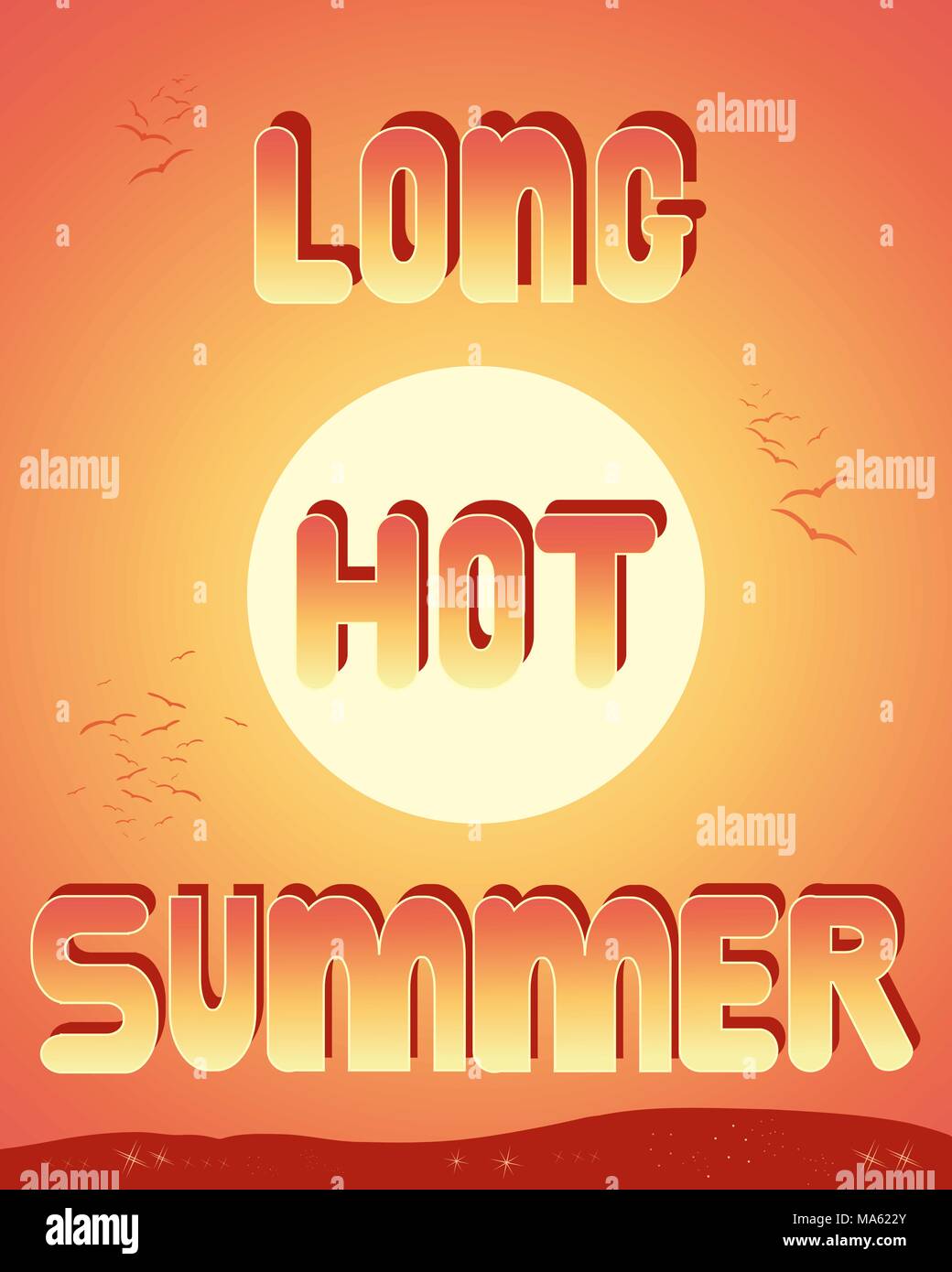 a vector illustration in eps 10 format of the words long hot summer ...