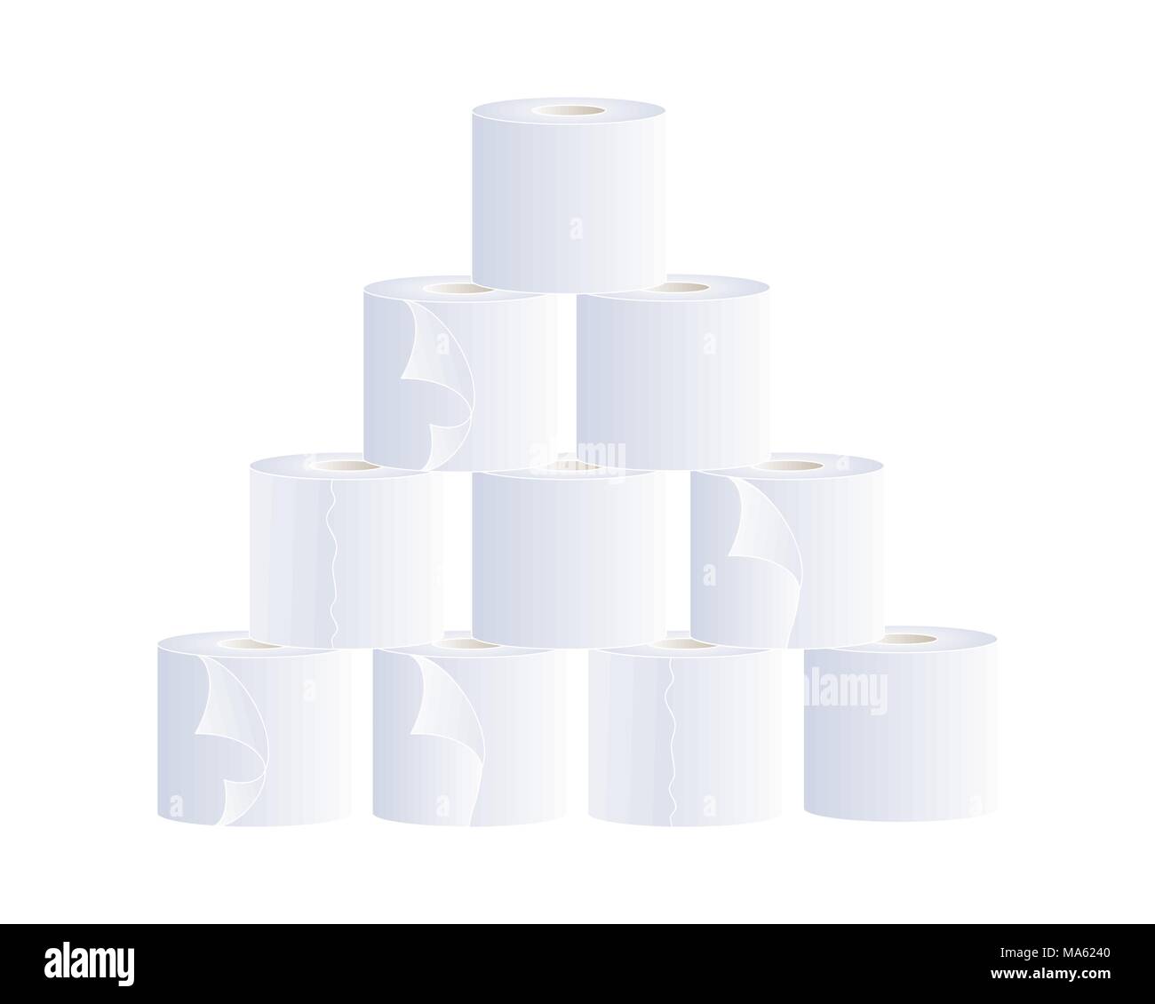 a vector illustration in eps 10 format of a stack of white paper toilet ...