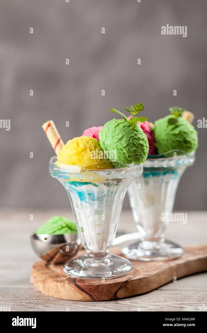 Ice cream vase on grey background Stock Photo - Alamy