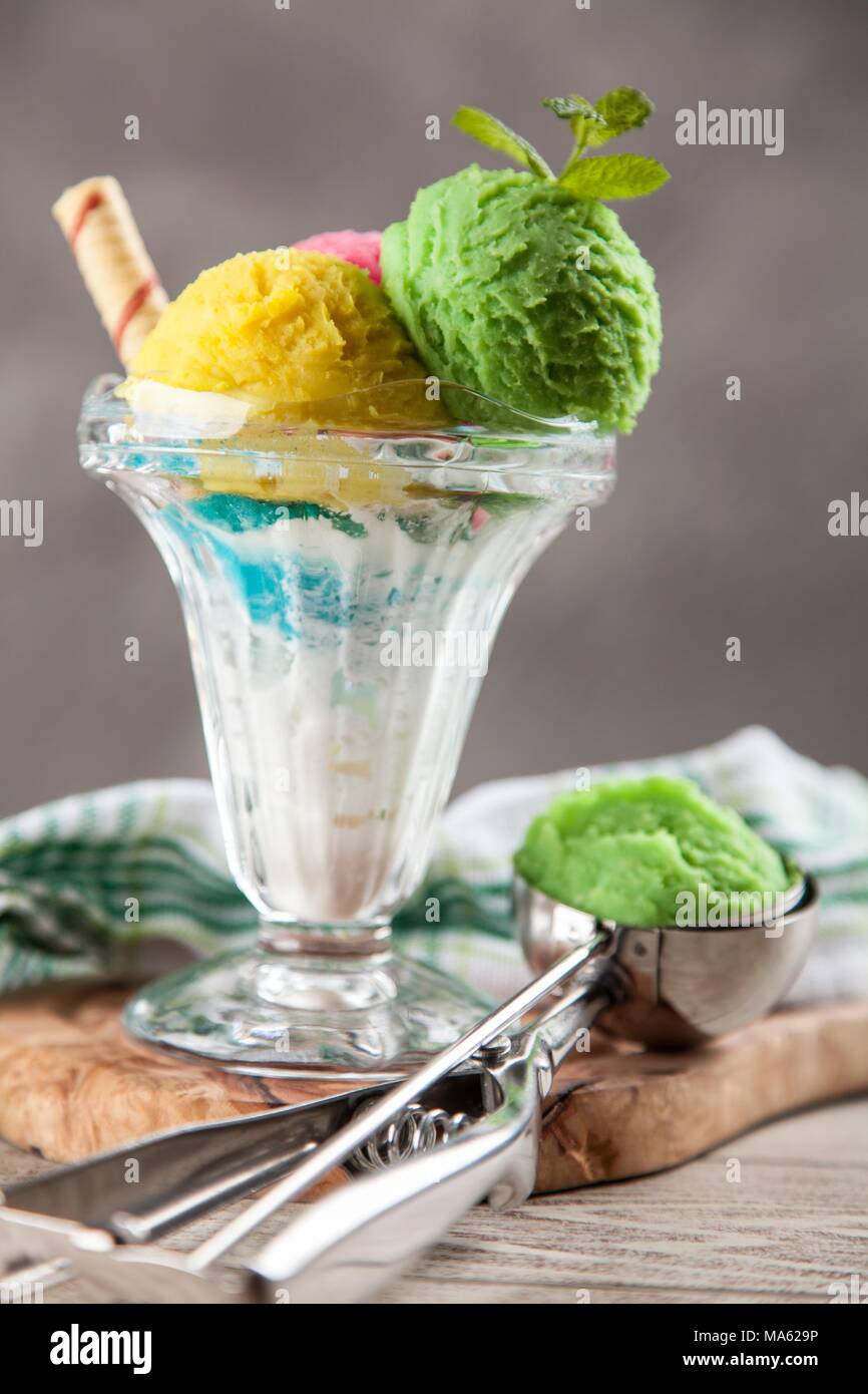 Ice cream vase on grey background Stock Photo - Alamy