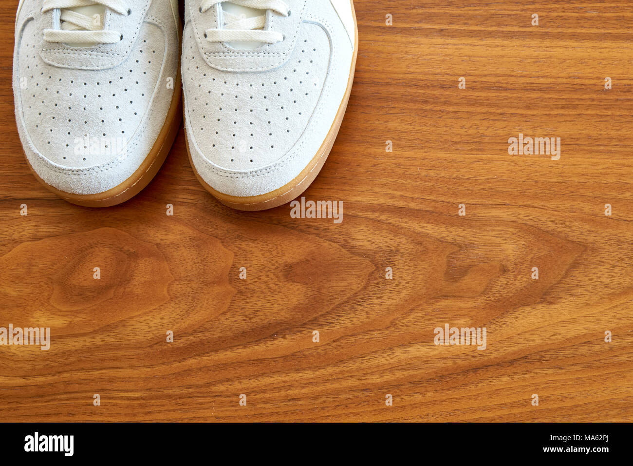 Top View Of A White Pair Of Sneaker Shoes Including Negative Space ...