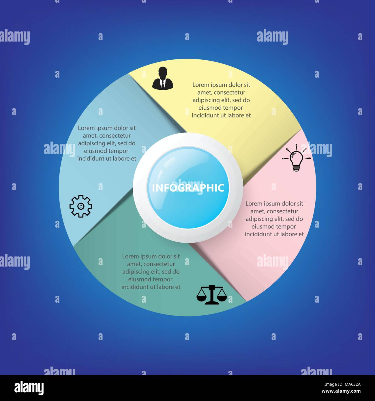 Circle infographic template four option, process or step for business ...