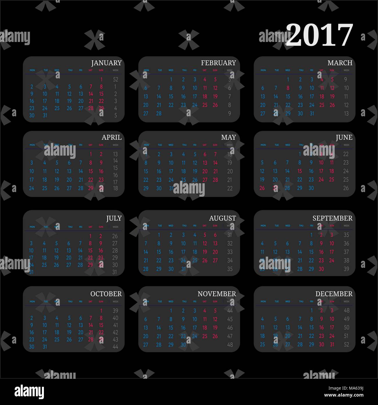 Simple 2017 year vector calendar / 2017 calendar design / 2017 calendar ...
