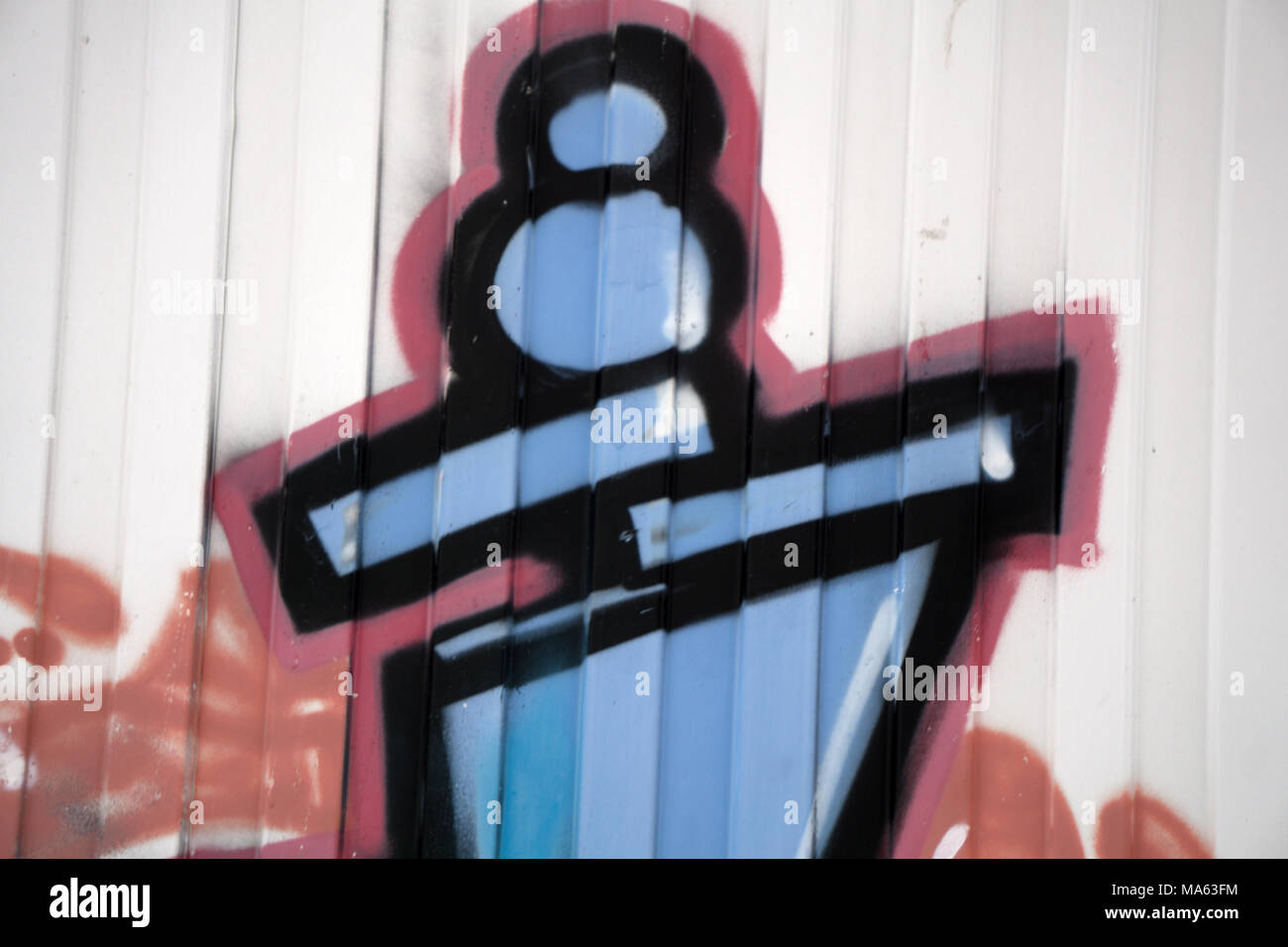 Fish in the sea. Street art graffiti. Closeup painted wall of the city ...