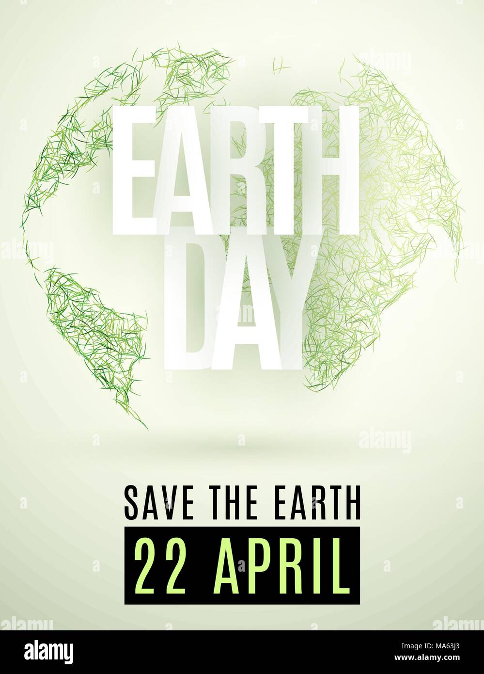 Happy Earth Day. 22 April. Abstract green planet earth from grass on a ...