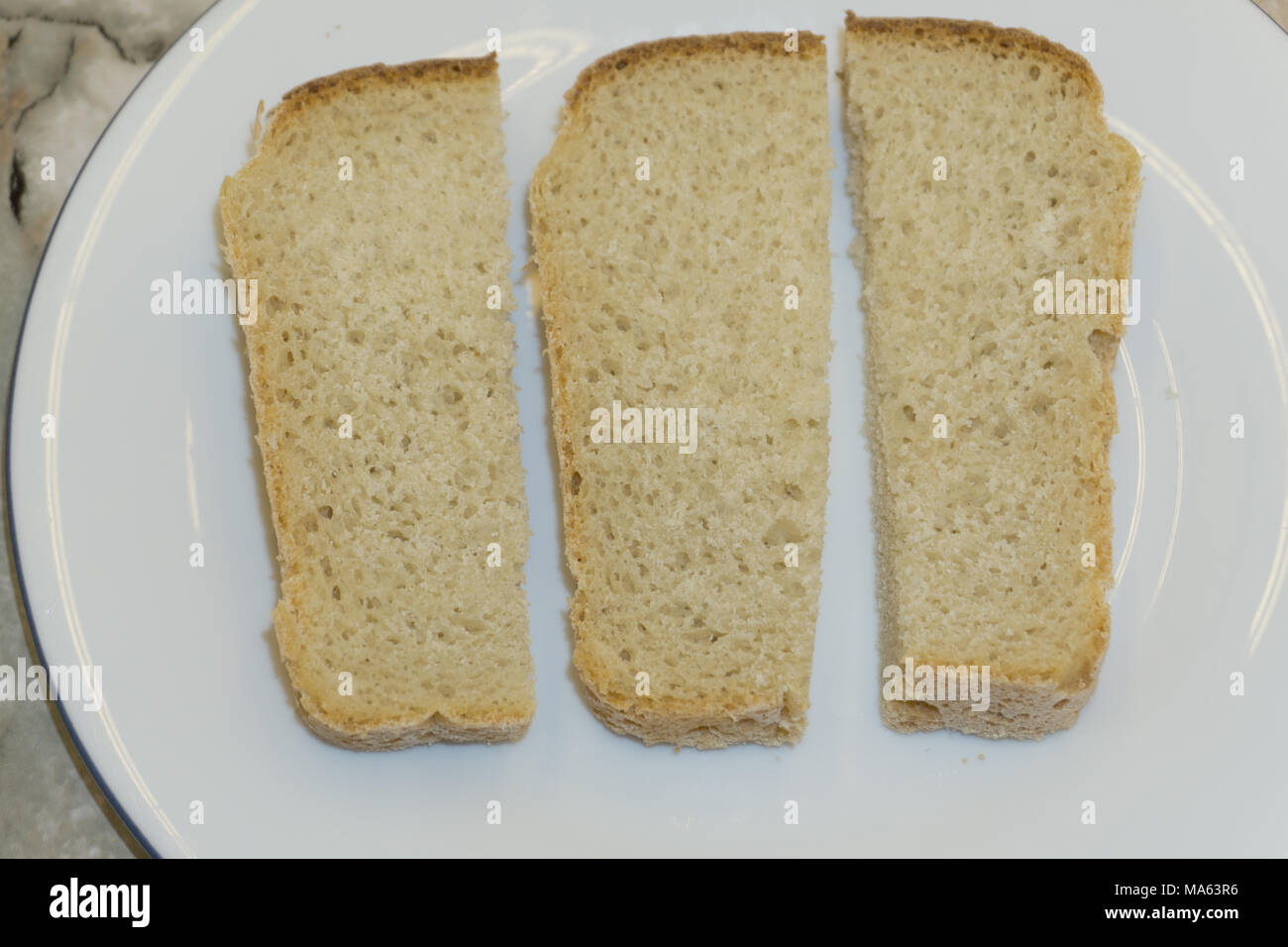 Set of three slices toast bread isolated on white Stock Photo - Alamy