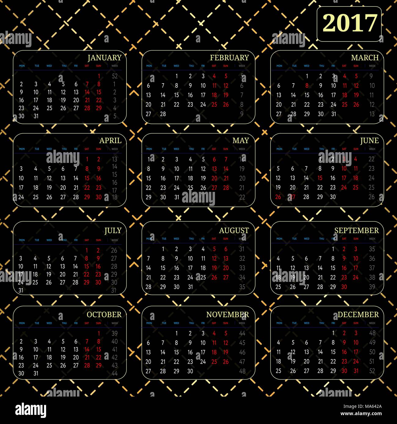 Simple 2017 year vector calendar / 2017 calendar design / 2017 calendar ...