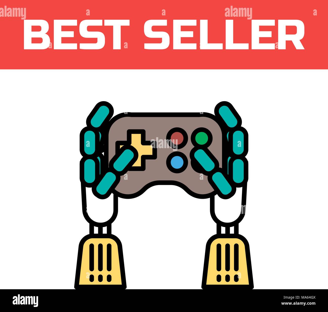 Robotic hand plays the game icon. Cyber glove for virtual reality ...