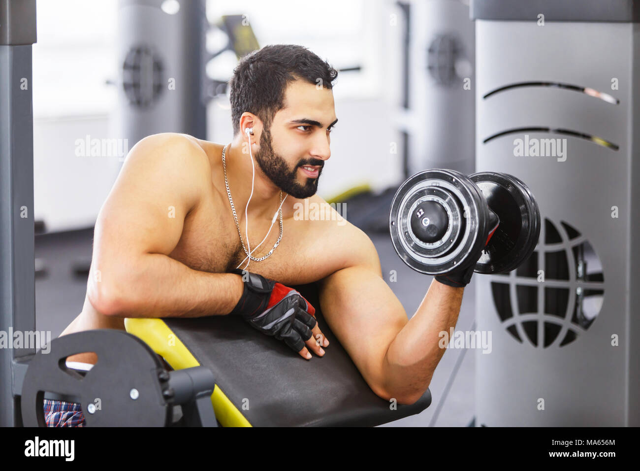 Man Does Dumbbell Workout Stock Photo - Alamy