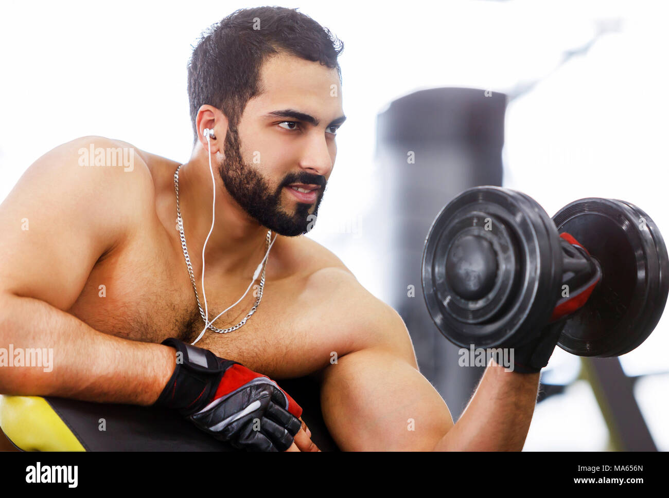 Man Does Dumbbell Workout Stock Photo - Alamy
