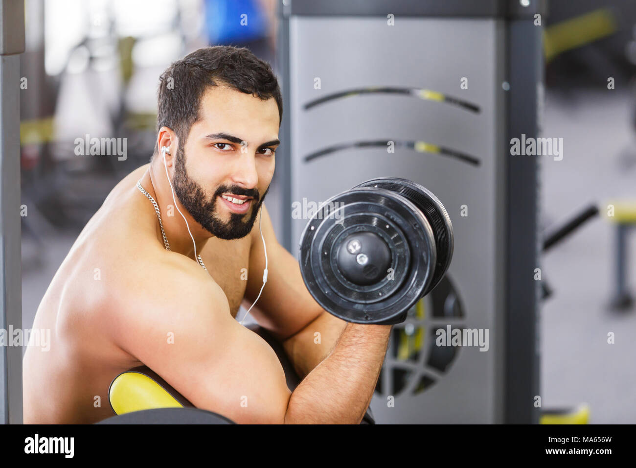Man Does Dumbbell Workout Stock Photo - Alamy