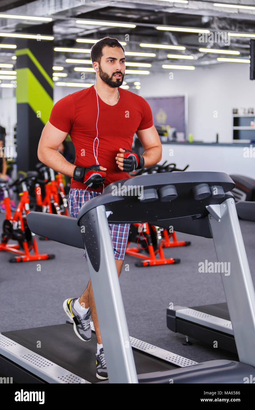 Man Running in the Gym Stock Photo - Alamy
