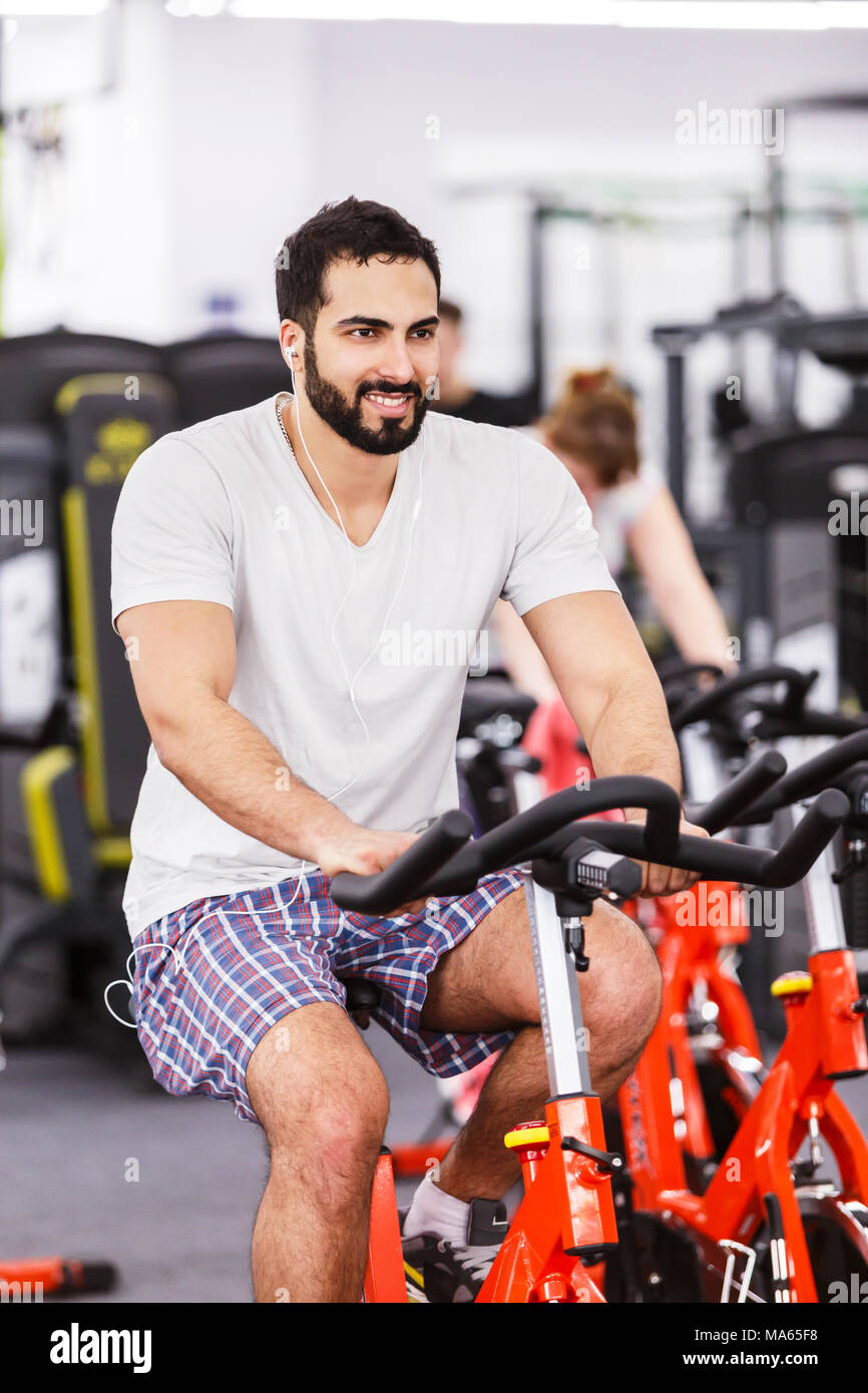 Man Workout Exercise Bike Stock Photo - Alamy