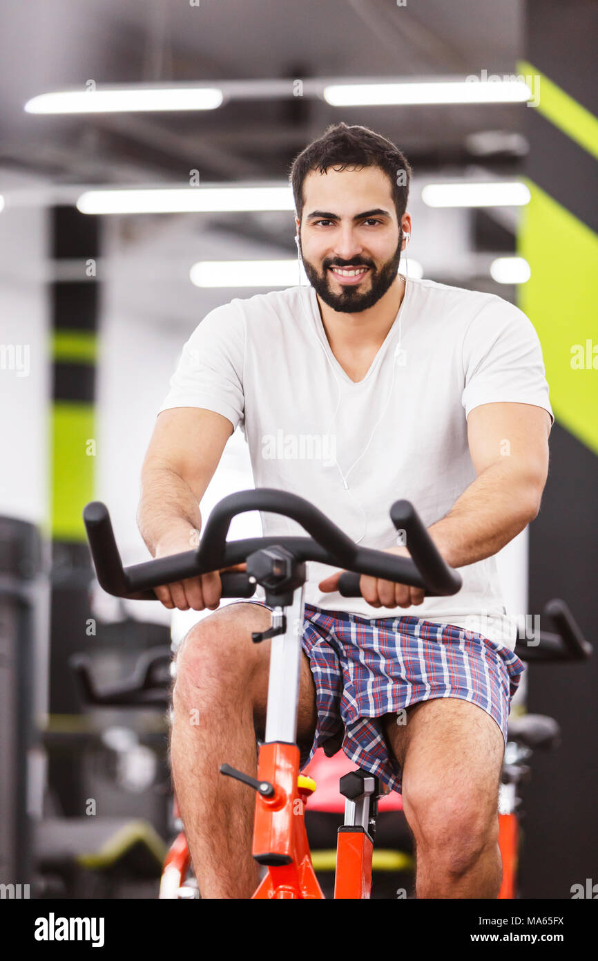 Man Workout Exercise Bike Stock Photo - Alamy