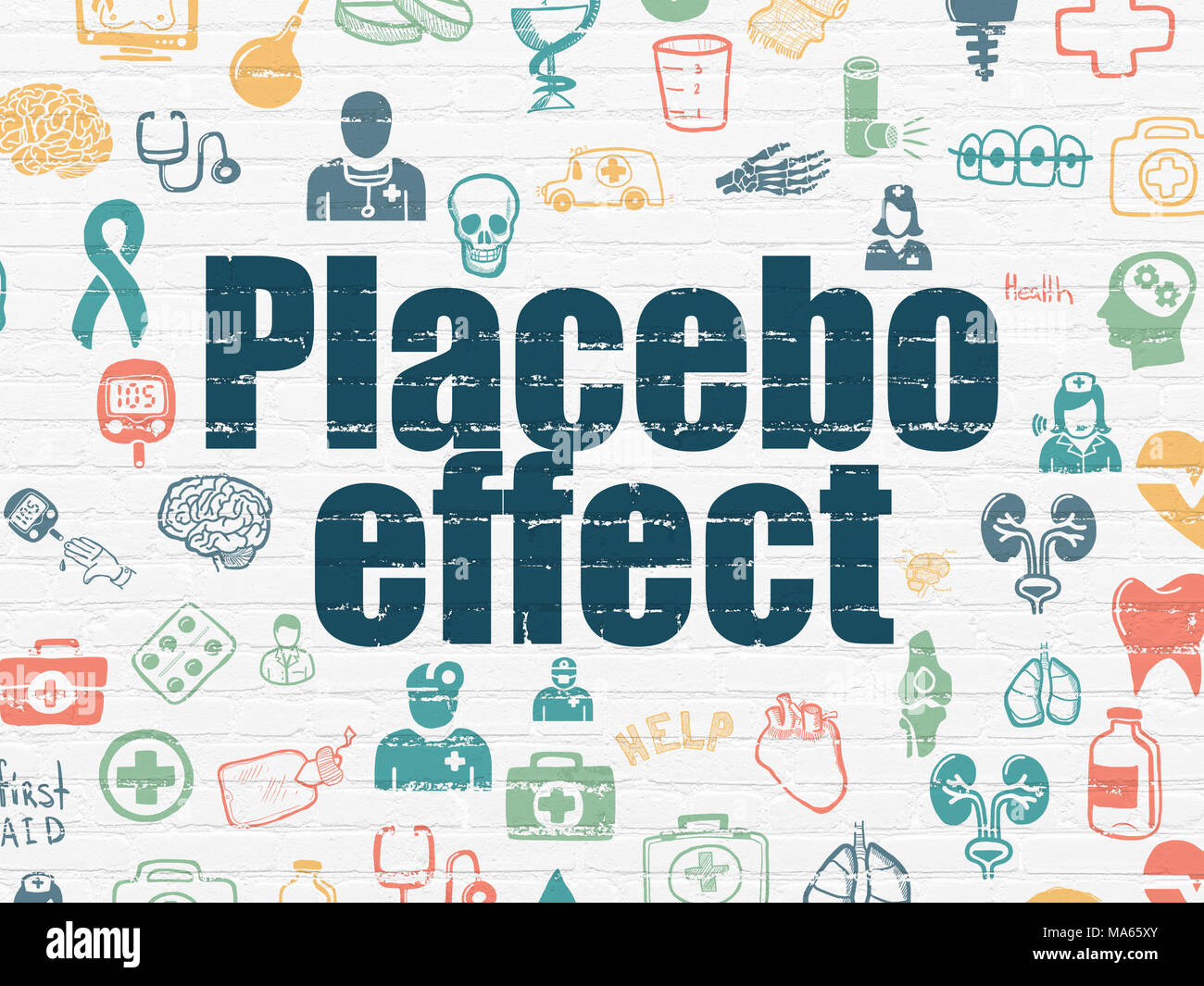 Healthcare concept: Placebo Effect on wall background Stock Photo - Alamy