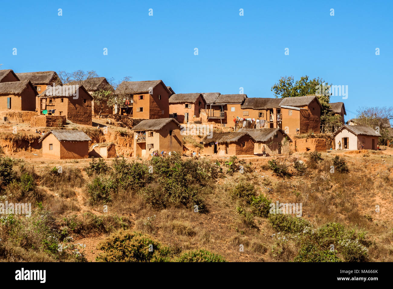 Typical village of Malagasy highlands near Ampefy, Madagascar Stock ...