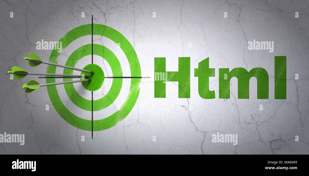 Software concept: target and Html on wall background Stock Photo - Alamy