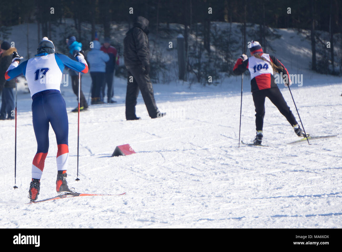 snow in beautiful nature-sports relay race run Stock Photo - Alamy