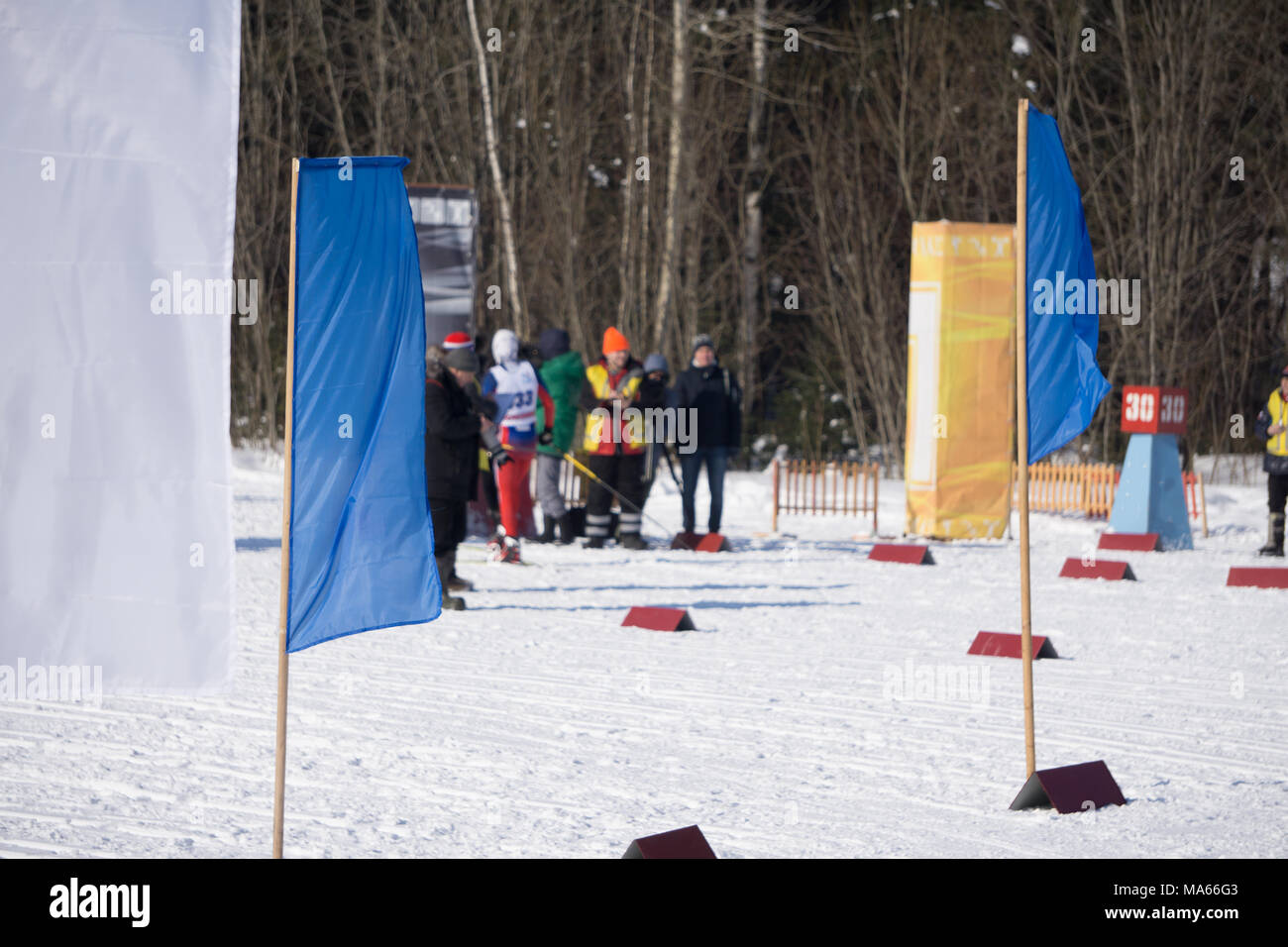 winners ski if, at the finish line in the ski race Stock Photo - Alamy